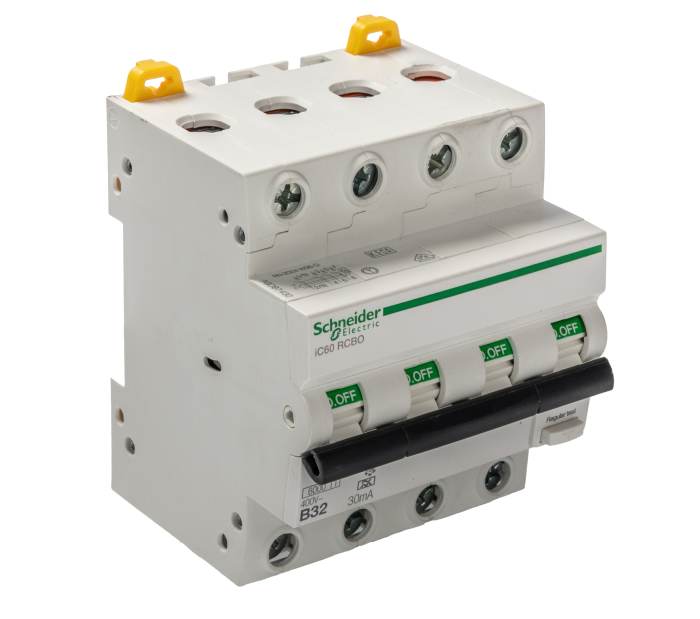 A9D87432 Schneider Electric | Schneider Electric RCBO, 32A Current Rating, 4P Poles, 30mA Trip ...