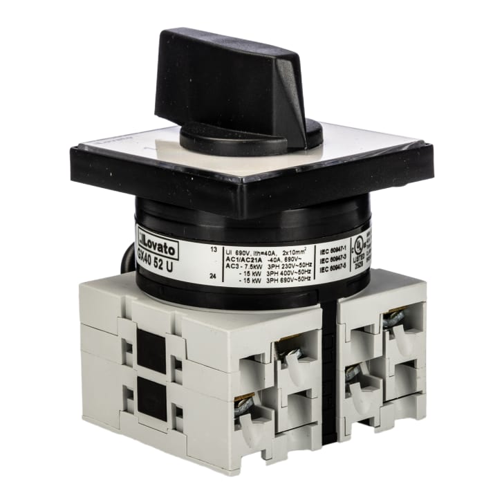 GX4052U Lovato | Lovato, 2P 3 Position 60° Changeover Cam Switch, 40A ...