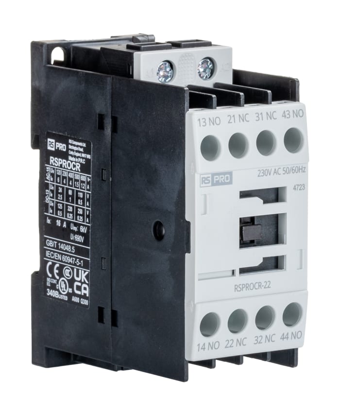 RS PRO | RS PRO RSPROCR-22 Contactor, 230 V ac Coil, 1-Pole, 4 A ...