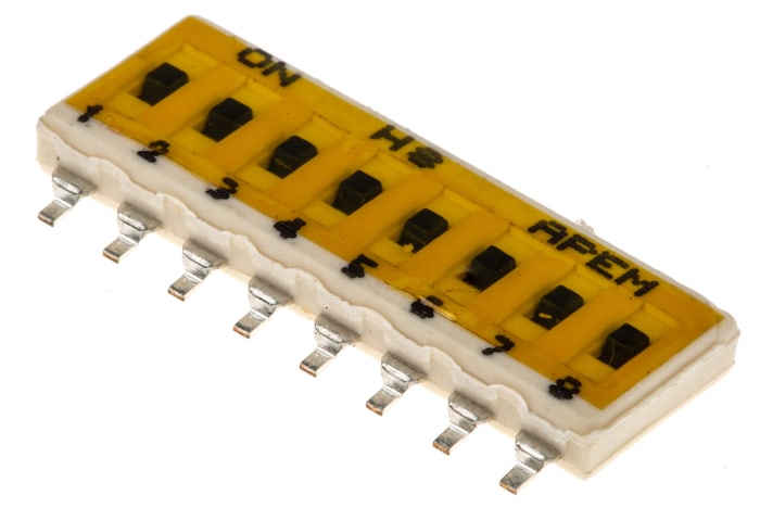 IKN0803000 APEM | Interruptor DIP, SPST, Montaje superficial, Actuador Deslizante, 100 mA a 24 V ...