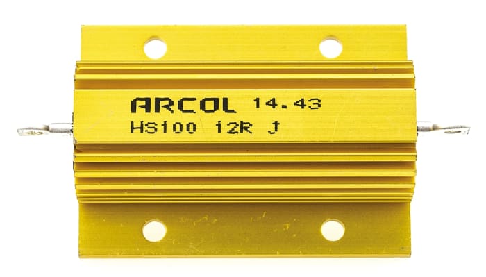 HS100 12R J Arcol | Arcol, 12Ω 100W Wire Wound Chassis Mount Resistor ...