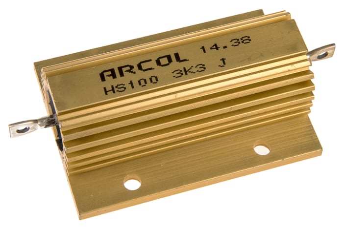 HS100 3K3 J Arcol | Arcol, 3.3kΩ 100W Wire Wound Chassis Mount Resistor ...