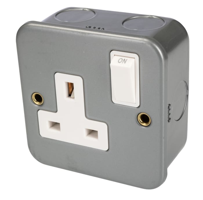 RS PRO | RS PRO Grey 1 Gang Plug Socket, 2 Poles, 13A, BS 1363, Indoor ...
