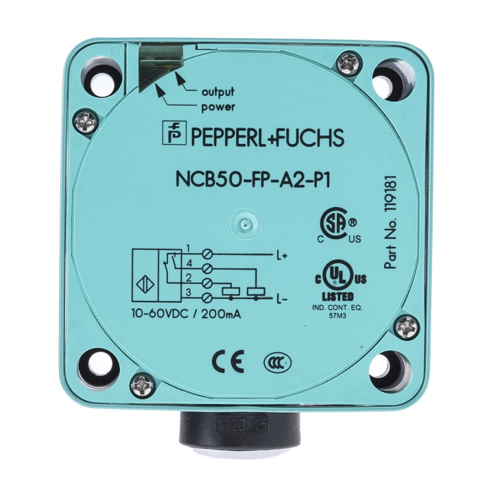 NCB50-FP-A2-P1 Pepperl + Fuchs | Pepperl + Fuchs Inductive Block Proximity Sensor, 50 mm ...