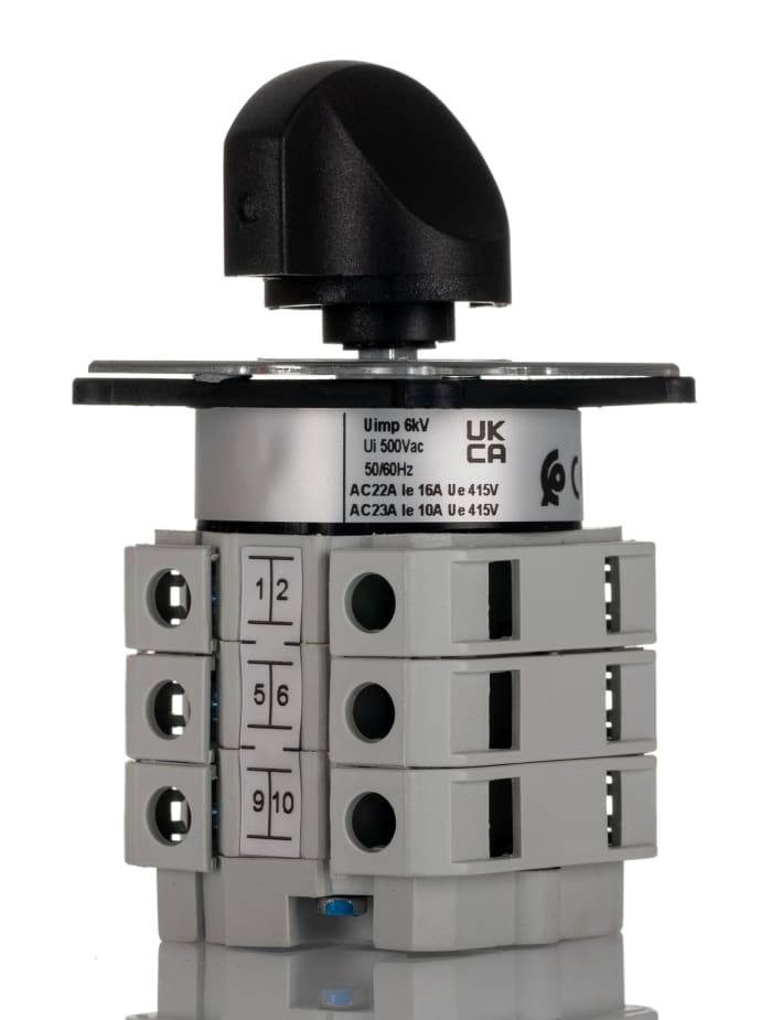 RS PRO | RS PRO, 3PDT 3 Position 60° Changeover Cam Switch, 500V ac, 16A, Knob Actuator | 265 ...