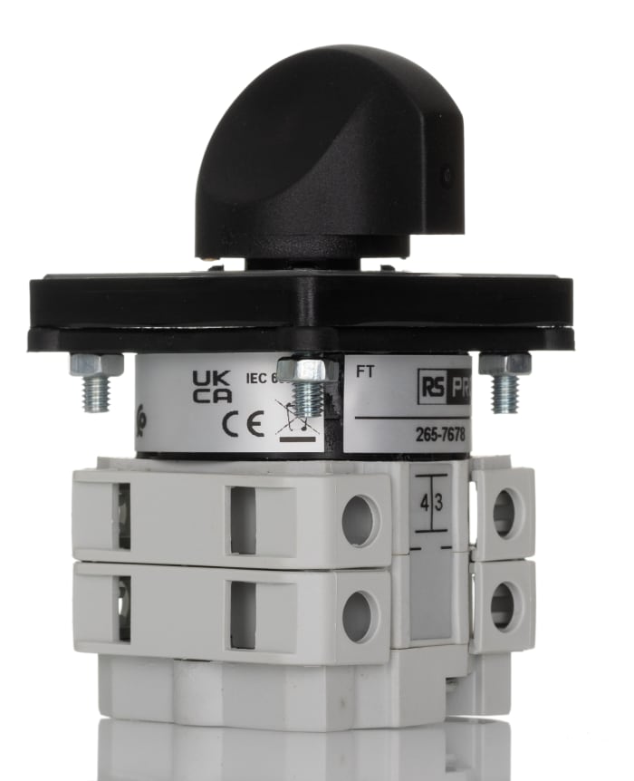 RS PRO | RS PRO, 3P 2 Position 90° Rotary Cam Switch, 500V ac, 25A, Knob Actuator | 265-7678 | RS