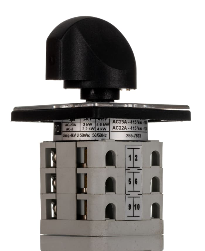 RS PRO | RS PRO, 3P 3 Position 60° Changeover Cam Switch, 500V ac, 12A ...