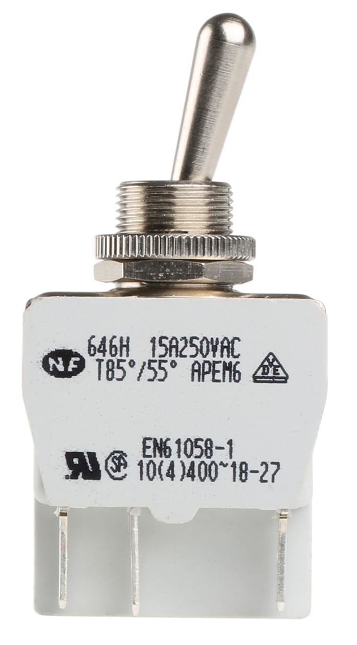 646H/2 APEM | APEM Toggle Switch, Panel Mount, On-On, DPDT, Tab ...
