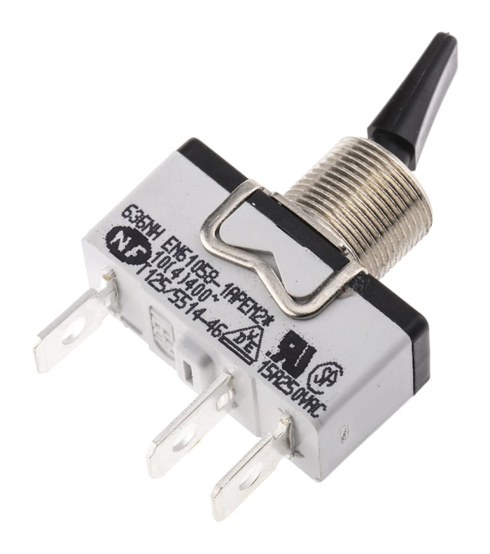 636NH/2 APEM | APEM Toggle Switch, Panel Mount, On-On, SPST, Tab ...