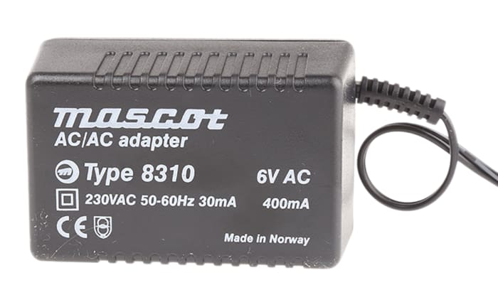 8310000087 Mascot | Mascot 3.5W Plug-In AC/DC Adapter 6V ac Output ...