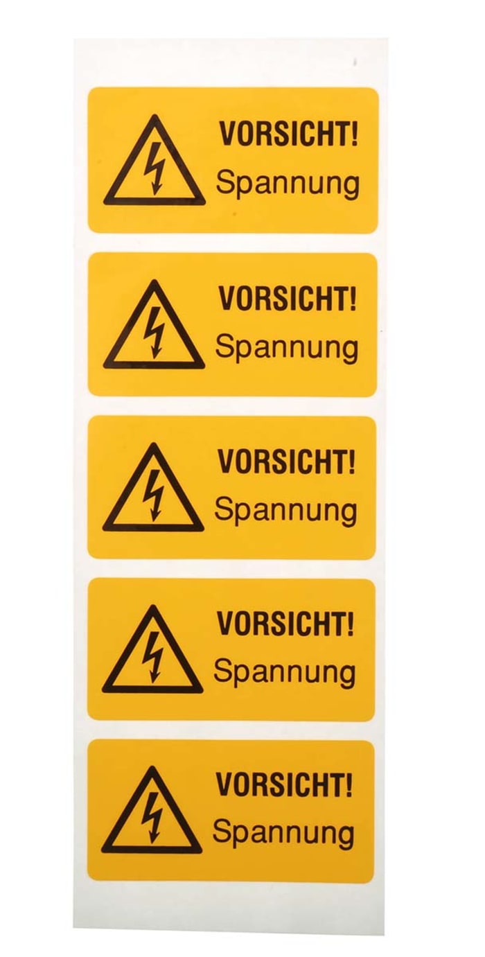 ESSW41052 Idento | Idento Yellow PVC Safety Labels, VORSICHT! Spannung ...