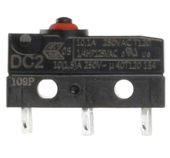 DC2C-A1AA ZF | ZF Button Micro Switch, Solder Terminal, 10.1 A @ 250 V ac, SPDT, IP6K7 | 290 ...
