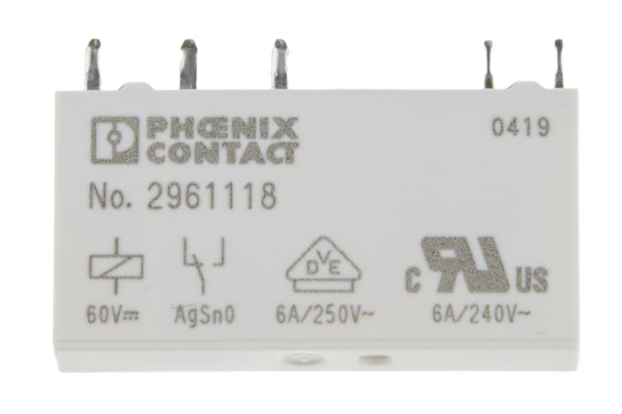 2961118 Phoenix Contact | Phoenix Contact PCB Mount Power Relay, 60V dc ...