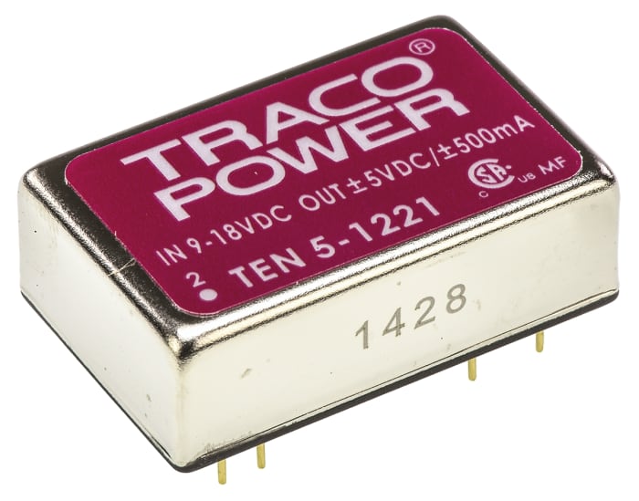 TEN 5-1221 TRACOPOWER | TRACOPOWER TEN 5 DC-DC Converter, ±5V dc/ ±500mA Output, 9 → 18 V dc ...