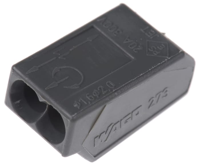 273-112 Wago | Wago Wire Splice Connector, Grey, Insulated 14 → 12 AWG ...
