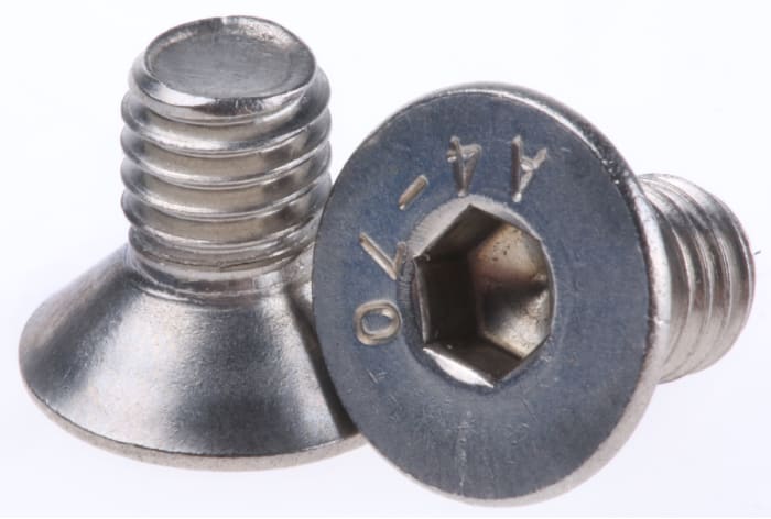 RS PRO | RS PRO Plain Stainless Steel Hex Socket Countersunk Screw, ISO 10642, M6 x 10mm | 304 ...