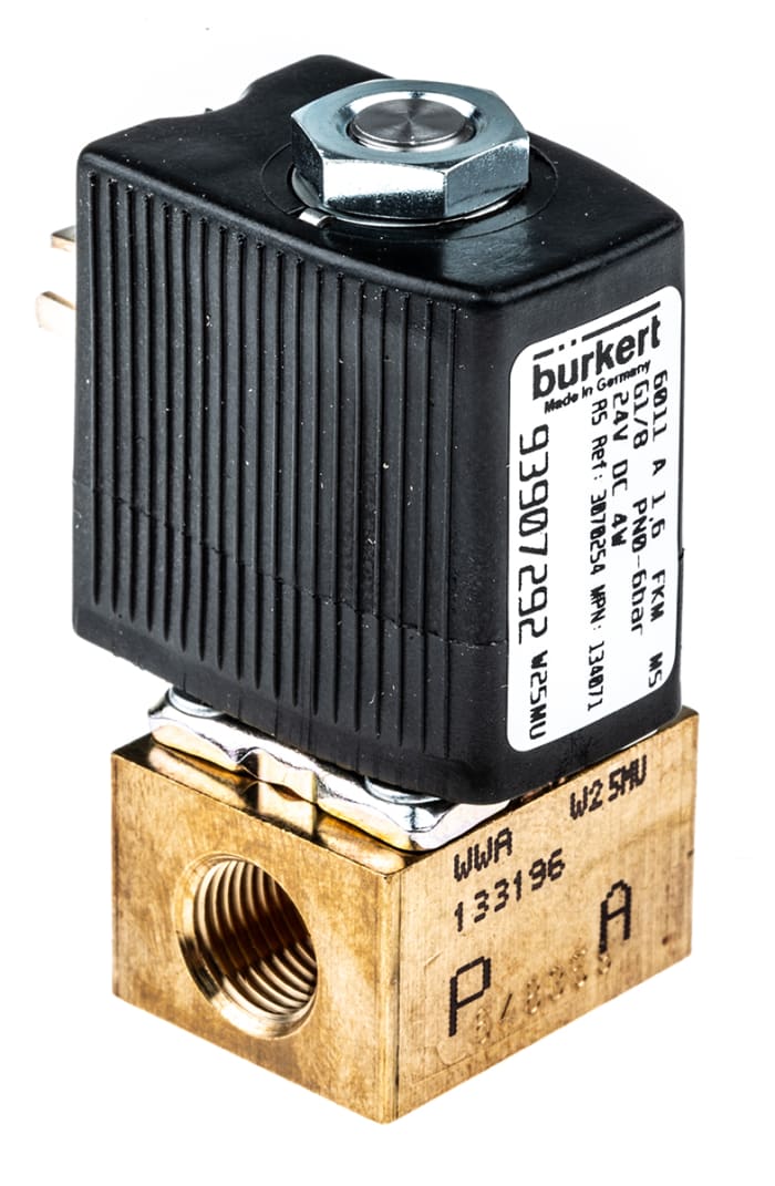 134071 Burkert | Burkert Solenoid Valve 134071, 2 port(s) , NC, 24 V dc ...