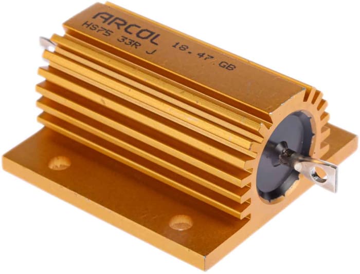 HS75 33R J Arcol | Arcol, 33Ω 75W Wire Wound Chassis Mount Resistor ...