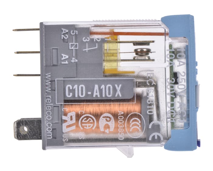 C10-A10X / DC 12 V Releco | Releco PCB Mount Power Relay, 12V dc Coil, 10A Switching Current ...