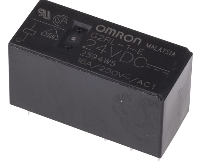 G2RL-1-E DC24 Omron | Omron PCB Mount Power Relay, 24V dc Coil, 16A Switching Current, SPDT ...