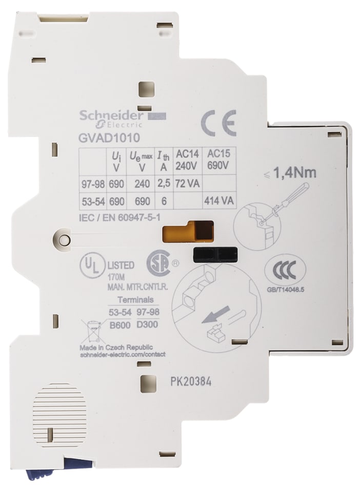 GVAD1010 Schneider Electric | Schneider Electric Auxiliary Contact, 2 ...