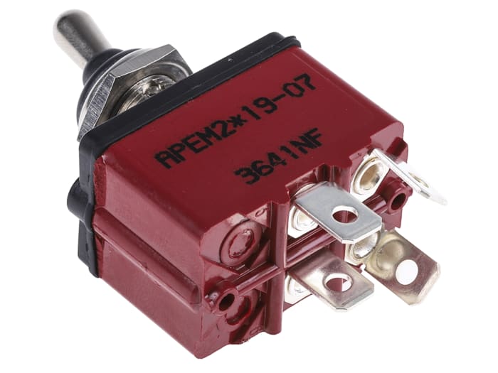 3641NF/2 APEM | APEM Toggle Switch, Panel Mount, On-Off, DPST, Tab ...