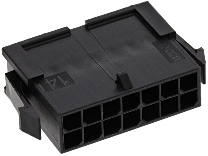 43020-1400 Molex | Molex, Micro-Fit 3.0 Male Connector Housing, 3mm Pitch, 14 Way, 2 Row | 422 ...