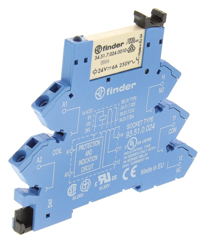 38.61.0.024.0060 Finder | Finder 38 Series Interface Relay, DIN Rail ...
