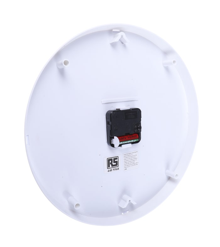 RS PRO | RS PRO White Analogue Clock, 300 mm Diameter Wall | 440-9568 | RS