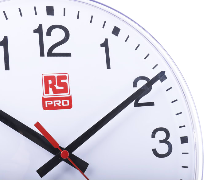 RS PRO | RS PRO White Analogue Clock, 300 mm Diameter Wall | 440-9568 | RS