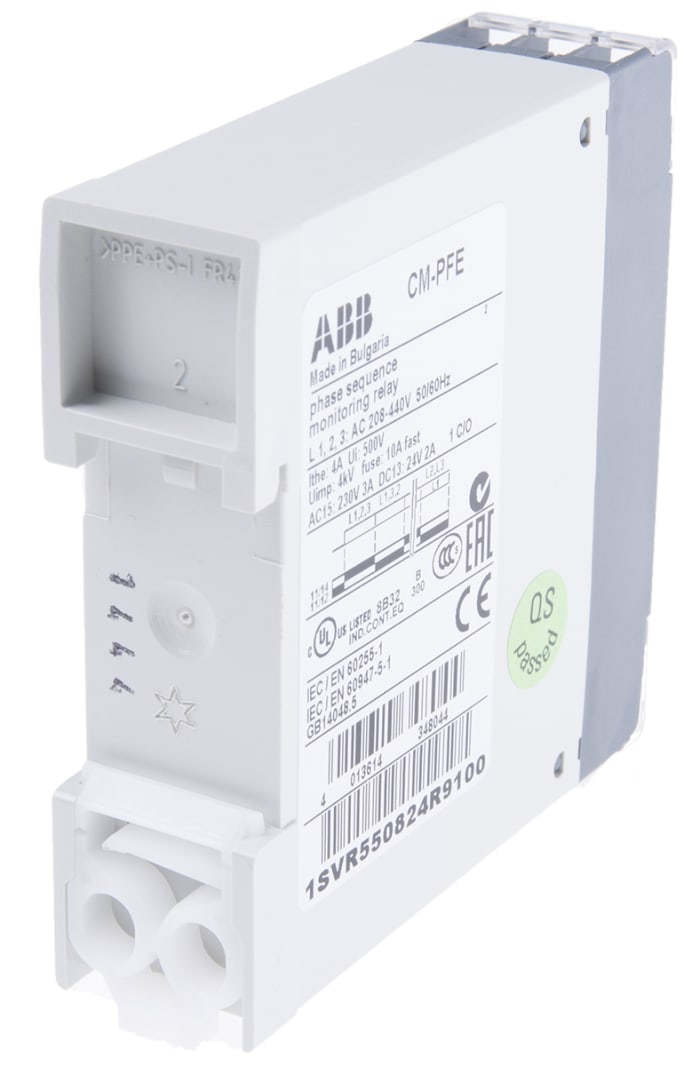 1SVR550824R9100 ABB | ABB Phase Monitoring Relay, 3 Phase, SPDT, 208 → 440V ac, DIN Rail | 442 ...