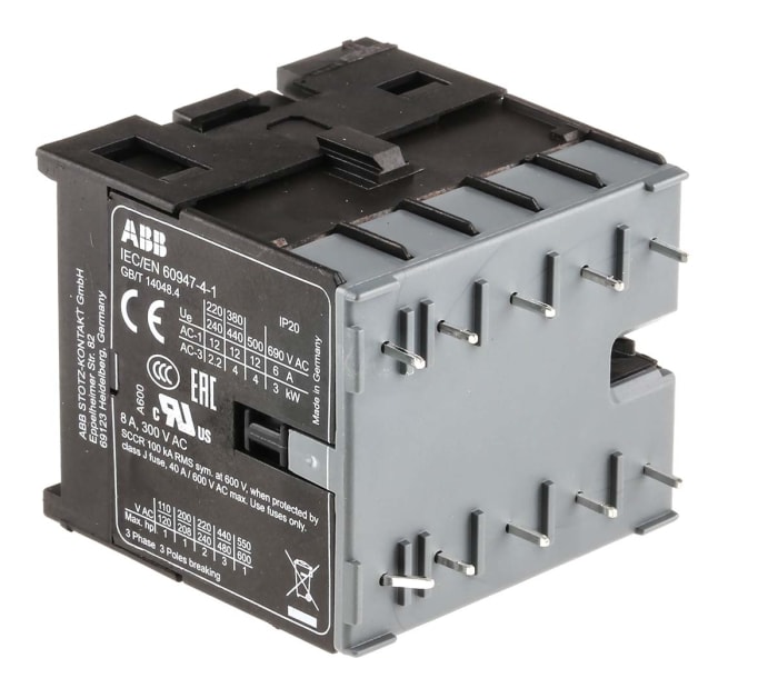BC6-30-10-P01 ABB | ABB BC6 B Contactor, 24 V dc Coil, 3-Pole, 6 A, 4 kW, 3NO, 690 V ac | 455 ...