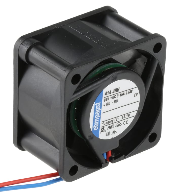 414JHH ebm-papst | ebm-papst 400 Series Axial Fan, 24 V dc, DC Operation, 24m³/h, 3.6W, 150mA ...
