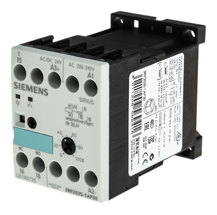 3RP2025-1AP30 Siemens | Temporizador monofunción Siemens, 110 → 240 V ...
