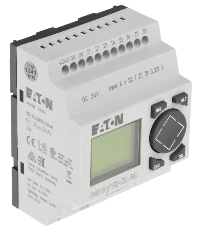 EASY512-DC-RC Eaton | Eaton EASY Logic Module, 24 V dc Relay, 8 x Input ...