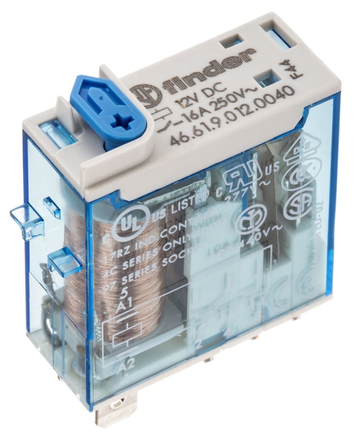 46.61.9.012.0040 Finder | Finder Plug In Relay, 12V dc Coil, 25A ...