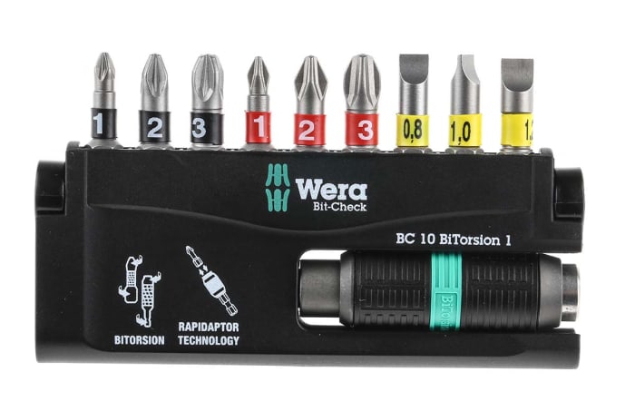 05056374001 Wera | Wera Driver Bit Set 10 Pieces, Hexagon, Phillips ...