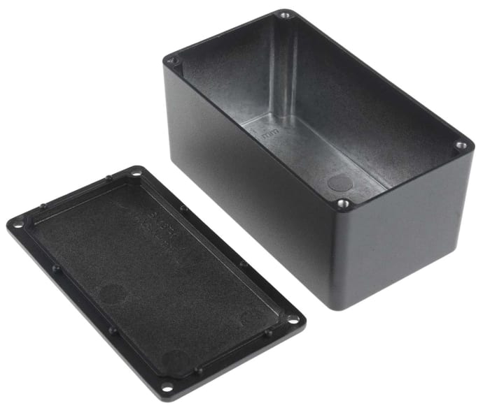 RS PRO | RS PRO Black Die Cast Aluminium Enclosure, Black Lid, 114.4 x ...