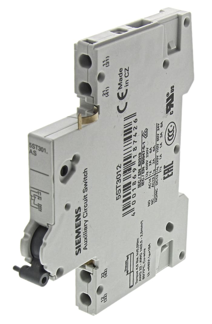 5ST3012 Siemens | Siemens Auxiliary Contact, 2 Contact, 2NC, DIN Rail ...