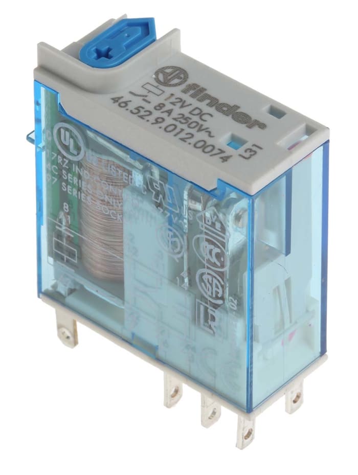46.52.9.012.0074 Finder | Finder PCB Power Relay, 12V dc Coil, 8A ...