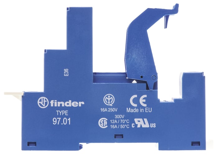 97.01SPA Finder | Finder 97 5 Pin 250V ac DIN Rail Relay Socket, for ...