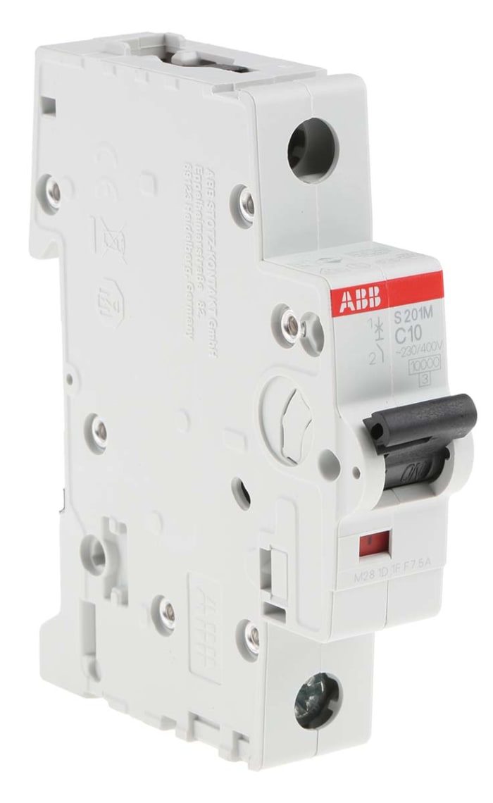 2CDS271001R0104 S201M-C10 ABB | Interruptor automático 1P, 10A, Curva Tipo C, Poder de corte 10 ...