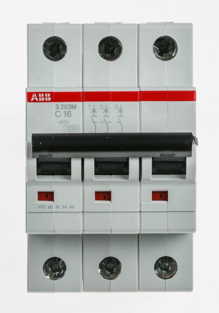 2CDS273001R0164 S203M-C16 ABB | ABB System Pro M Compact S200M MCB, 3P, 16A Curve C, 440V AC, 10 ...