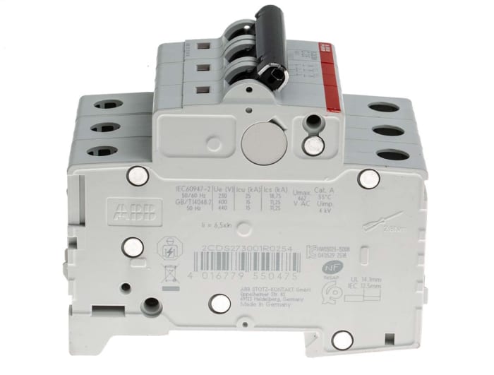 2CDS273001R0254 S203M-C25 ABB | ABB System Pro M Compact S200M MCB, 3P, 25A Curve C, 440V AC, 10 ...