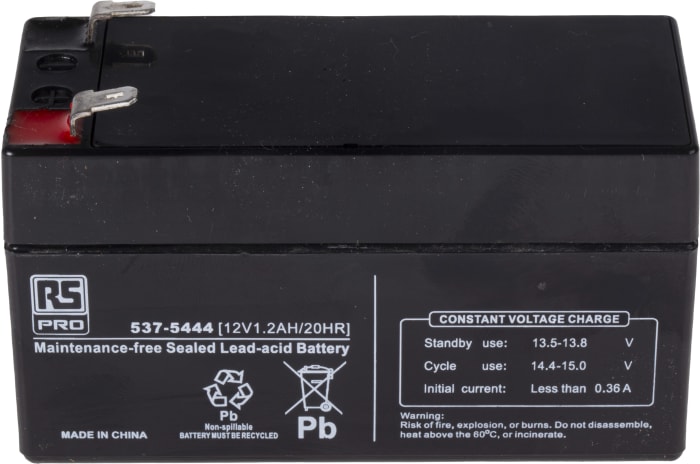 RS PRO | RS PRO 12V T1 Sealed Lead Acid Battery, 1.2Ah | 537-5444 | RS