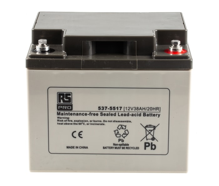RS PRO | RS PRO 12V T6 Sealed Lead Acid Battery, 38Ah | 537-5517 | RS
