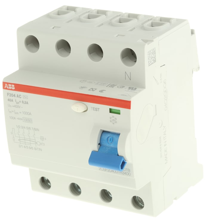 2CSF204001R3400 F204 AC-40/0,3 ABB | ABB F200 RCCB, 40A, 4 Pole, 300mA ...