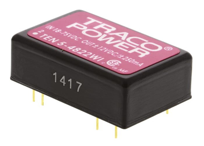TEN 5-4822WI TRACOPOWER | TRACOPOWER TEN 5WI DC-DC Converter, ±12V dc/ ±250mA Output, 18 → 75 V ...