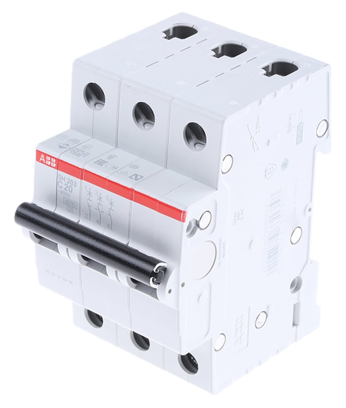 2CDS213001R0204 SH203-C20 ABB | ABB Compact Home SH200 MCB, 3P, 20A Curve C, 440V AC, 6 kA ...