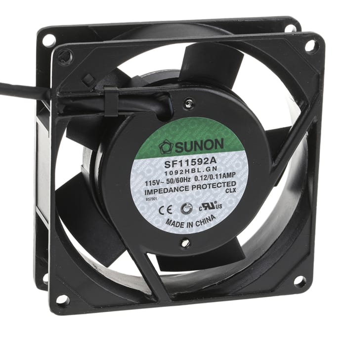 SF11592A/1092HBL.GN Sunon | Sunon SF Series Axial Fan, 115 V ac, AC Operation, 63m³/h, 12W ...